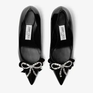 JIMMY CHOO Auria 70 Soft Spazzolato Pumps With Crystal Bow - Black