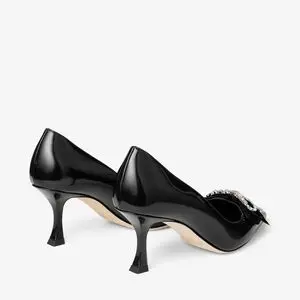 JIMMY CHOO Auria 70 Soft Spazzolato Pumps With Crystal Bow - Black
