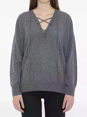 LISA YANG Erna Tie-neck Ribbed Sweater