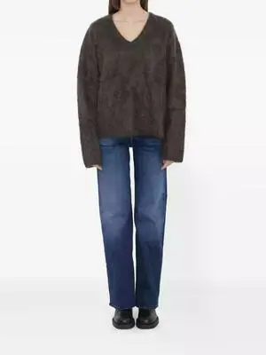 LISA YANG Margareta Brushed V-neck Sweater - Brown