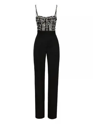 Oscar De La Renta Crystal-embellished Jumpsuit - Black