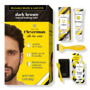 CLEVERMAN Reusable Beard & Hair Dye Kit - Dark Brown
