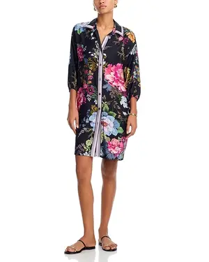 Johnny Was Button Down Shirt Dress Cover Up - Baccara