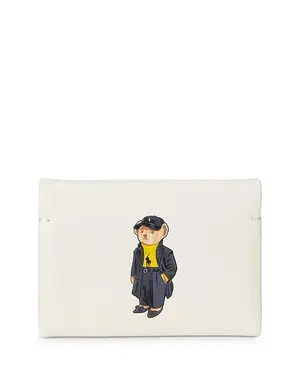 Polo Ralph Lauren Polo Bear Leather Flapped Card Case - White