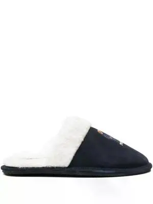 Polo Ralph Lauren Bear-embroidered Slippers - Blue