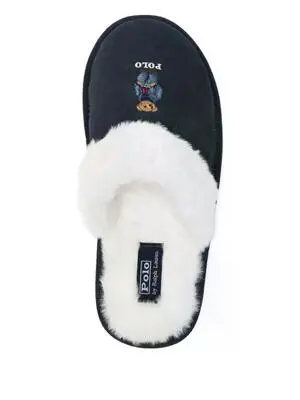 Polo Ralph Lauren Bear-embroidered Slippers - Blue