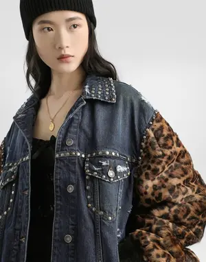 Dolce & Gabbana Denim Jacket With Fur Sleeves