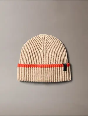 Calvin Klein Tipped Ribbed Beanie - Tan