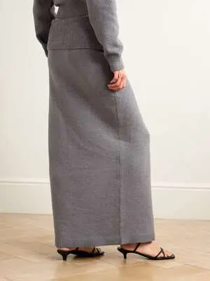 SKIMS Textured Knit High Slit Long Skirt