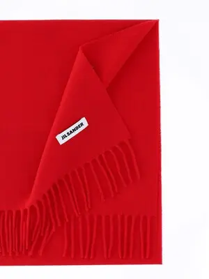 JIL SANDER Virgin Wool Scarf - Red