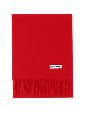 JIL SANDER Virgin Wool Scarf - Red
