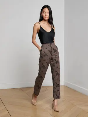 L'Agence Rebel Flocked Herringbone Trousers