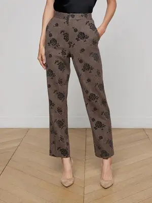L'Agence Rebel Flocked Herringbone Trousers