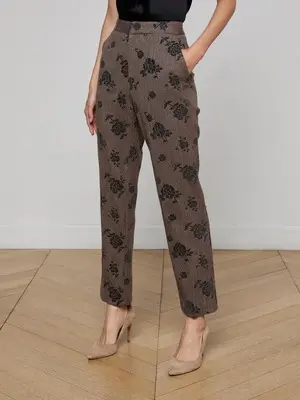 L'Agence Rebel Flocked Herringbone Trousers