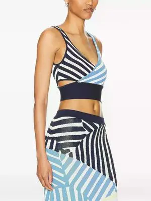 Staud Trenton Striped Cut-out Crop Top