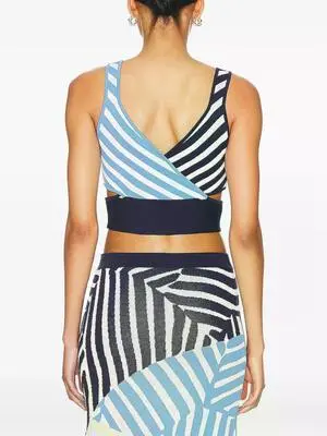 Staud Trenton Striped Cut-out Crop Top