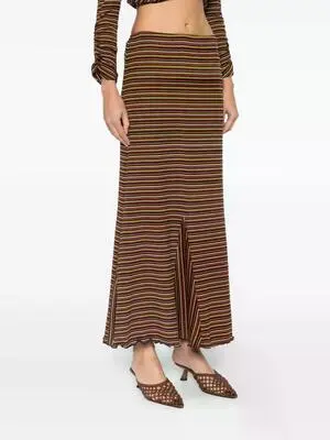 Anna Sui Striped Midi Skirt