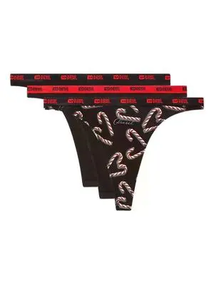 DIESEL Stars-utlt-3pack Printed Thong - Black