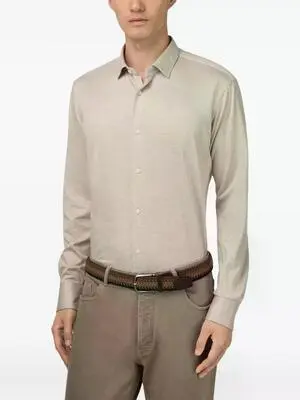 Boggi Milano Pointed-collar Cotton Shirt - Neutrals