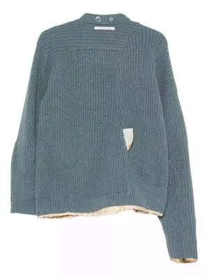 Undercover Asymmetric Ribbed Knit Cardigan - Blue