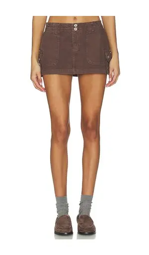 GUIZIO Anais Cargo Mini Skirt - Chocolate