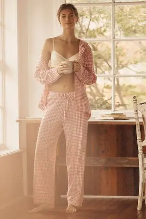 PAPINELLE Seersucker Ggham Pajama Set - Pink