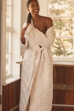 PAPINELLE 100% Cotton Quilted Maxi Robe