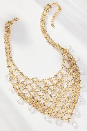 Anthropologie Crystal Bib Necklace - Gold