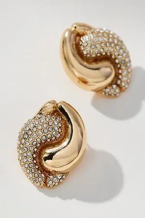 Anthropologie Contrast Curved Teardrop Post Earrings - Gold