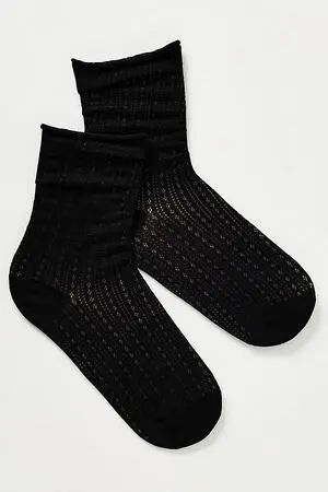 CASA CLARA Laurel Pointelle Socks - Black