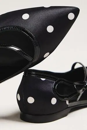 Maeve Pointed-toe Side-strap Bow Flats - Polka Dots
