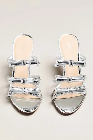 Maeve Triple-bow Kitten Heels - Silver