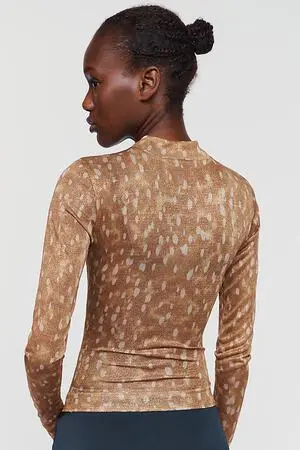L*Space Shimmer Long-sleeve Mock-neck Top