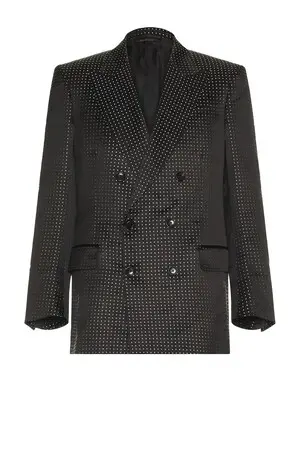TOM FORD Duchesse Polka Dot Jacquard Double Breasted Jacket - Black & Ivory