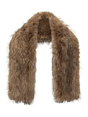 GANNI Scarf In Eco Fur Brown