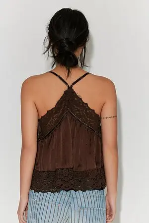 Free People Fiona Satin Cami - Chicory Coffee