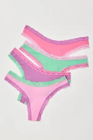 STRIPE & STARE Stripe & Stare Thong Four Pack Candy Floss Contrast