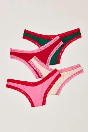 STRIPE & STARE Stripe & Stare Thong Four Pack Sugar Spice Contrast