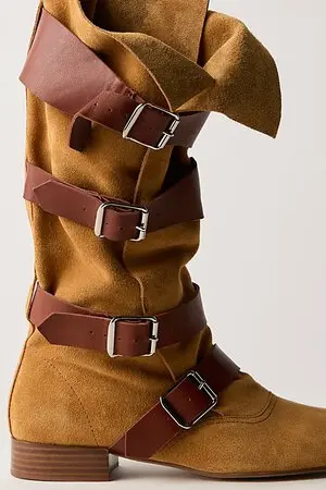 Jeffrey Campbell Lily Slouch Suede Boots - Camel Suede Tan
