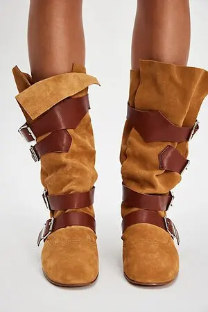 Jeffrey Campbell Lily Slouch Suede Boots - Camel Suede Tan