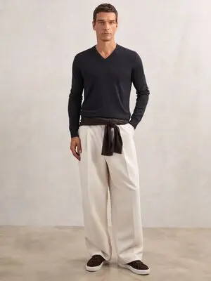 REISS Earl Merino Wool V-neck Jumper