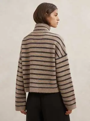 REISS Wynn Stripe Roll-neck Jumper