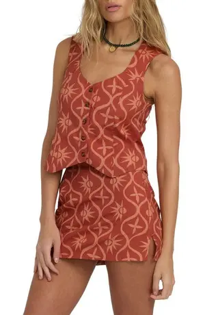 BILLABONG Patterned Cotton-linen Vest