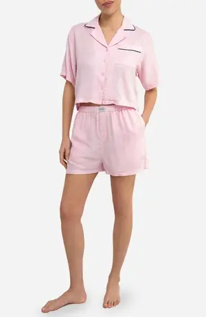 SUNDAY CITIZEN Piped Cotton Blend Pajamas Pink