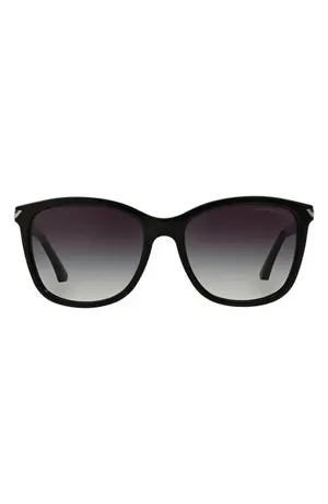 Emporio Armani 56mm Square Sunglasses - Shiny Black/gradient Grey