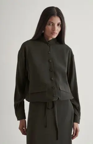 MIZALLE Drawstring Waist Jacket - Anthracite