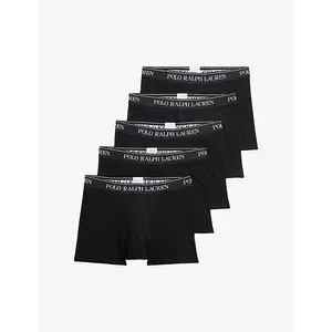 Polo Ralph Lauren Classic Pack Of Five Stretch-cotton Trunks - Black