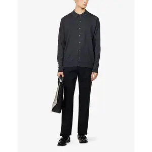 John Smedley Buttoned Knitted Merino-wool Jacket - Charcoal