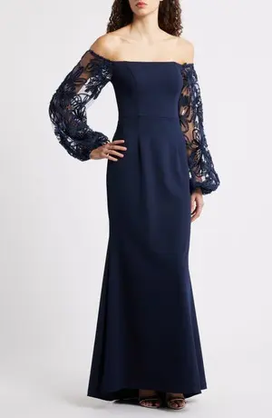 Eliza J Long Sleeve Evening Dresses