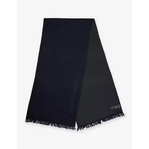 Emporio Armani Jacquard-logo Wool Scarf - Blu Navy/antracite